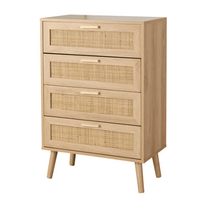 Astbury Chest of 4 Drawers Rattan Fronts Solid Wooden Legs Bedroom ...