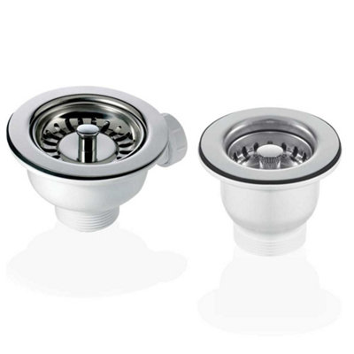 Astini 90mm and 65mm Chrome Basket Strainer Waste Kit, Fits Belfast ...