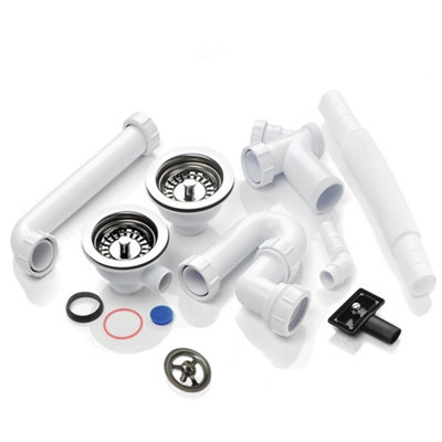 Astini 90mm Stainless Basket Strainer Waste with 2-Bowl Plumbing Kit ...
