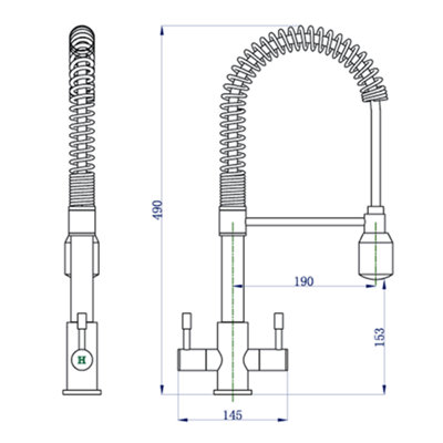 Astini AST173 Groove Chrome Twin-Lever Pull-Out Kitchen Mixer Tap ...