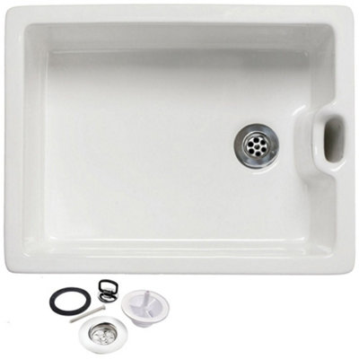 Astini Belfast 100 1.0 Bowl White Ceramic Kitchen Sink & Chrome Plug Waste