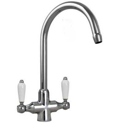 Astini Belfast 600 1.0 Bowl Gloss White Ceramic Butler Sink with Tap ...