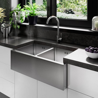 Astini Belfast 800 2.0 Bowl Brushed Stainless Steel Butler Kitchen Sink ...