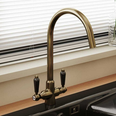 Astini Colonial Antique Bronze & Black Ceramic Handle Twin Lever ...