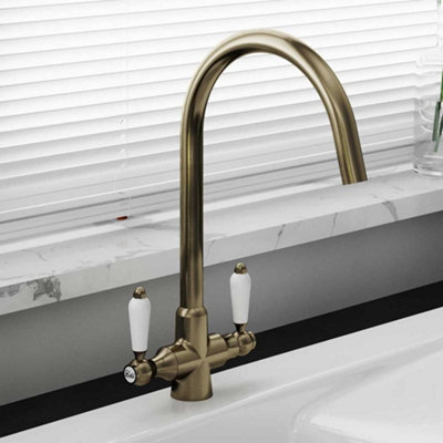 Astini Colonial Antique Bronze & White Ceramic Handle Twin Lever ...