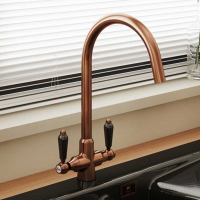 Astini Colonial Antique Copper & Black Ceramic Handle Twin Lever ...
