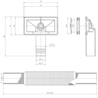 Astini Contemporary Sink Overflow Waste Kit, Flexible 200mm Pipe ...