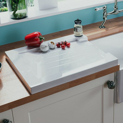 Astini Grooved Ceramic Gloss White Belfast Butler Kitchen Sink Worktop ...