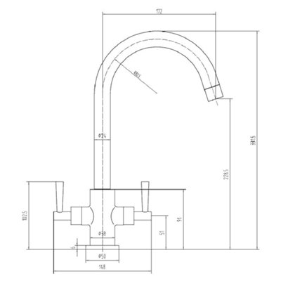 Astini Monmouth Orca Black Twin Lever Kitchen Tap