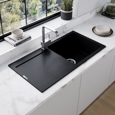 Astini Quadro XL 1-Bowl Granite Composite Sink with Cosmo 5E Mixer Tap ...