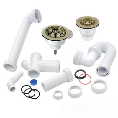 Astini RAK Rangemaster 1.5 Bowl Waste & Plumbing Kit, 90/65mm Stainless ...