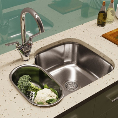 Astini Renzo 1.5-Bowl Brushed 18/10 Stainless Steel Undermount Kitchen ...