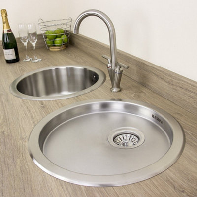Astini Supra 1-Bowl Brushed Stainless Steel Inset Kitchen Sink with ...