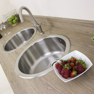 Astini Supra 2-Bowl Brushed 18/10 Stainless Steel Inset Kitchen Sink 450x450x180mm with Waste