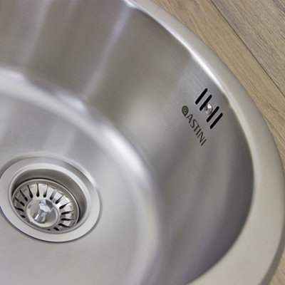 Astini Supra 2-Bowl Brushed 18/10 Stainless Steel Inset Kitchen Sink 450x450x180mm with Waste