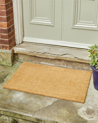 Astley Plain Rectangle Doormat Natural Non-Slip PVC Backing Waterproof ...