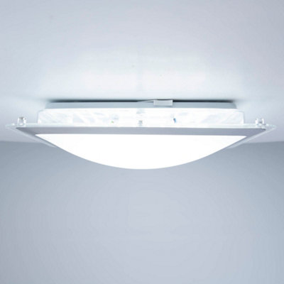Aston Square 17W Ceiling Flush Light Integrated LED IP20 Opal Acrylic ...
