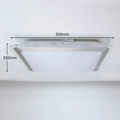 Aston Square 17W Ceiling Flush Light Integrated LED IP20 Opal Acrylic Diffuser Surface Mount ...