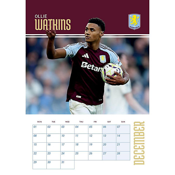 Aston Villa FC 2025 A3 Wall Calendar Multicoloured (One Size) Aston Villa FC 2025 A3 Wall Calendar Multicoloured (One Size)