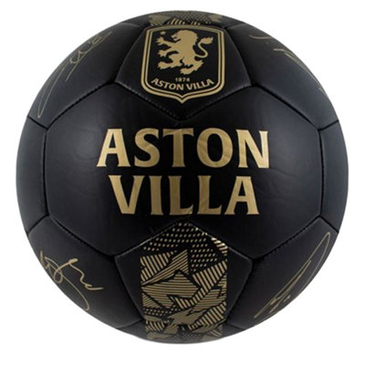 Aston Villa FC Phantom Printed Signature Football Black/Gold (One Size)