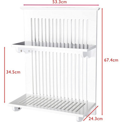 Aston White Wooden Kitchen Plate Rack, Wall mounted Storage with Shelf ...