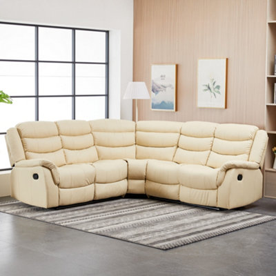 ASTORIA 242CM X 242CM WIDE RECLINING CORNER SOFA - CREAM