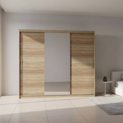 ASTRA 23 Modern Sliding Door Wardrobe Sonoma Bedroom Storage with ...