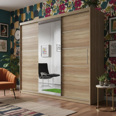 ASTRA 23 Modern Sliding Door Wardrobe Sonoma Bedroom Storage with ...