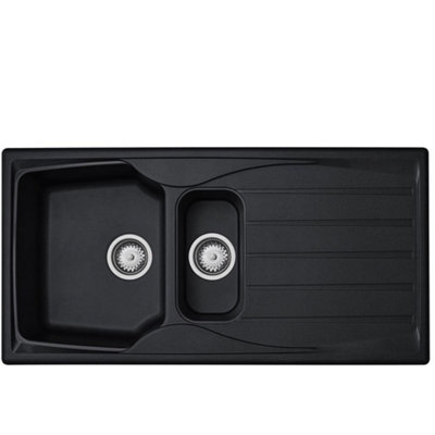 Astracast S15BL 1.5 Bowl Reversible Black Kitchen Sink And Waste Kit