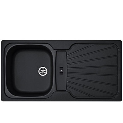 Astracast S5BL 1.0 Bowl Reversible Composite Black Kitchen Sink With ...