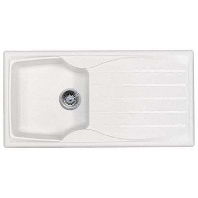 Astracast Sierra 1.0 Bowl Reversible White Kitchen Sink With Basket ...