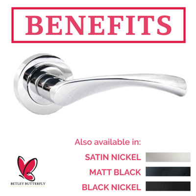 Astrid Door Handles Latch Twist Lever on Rose - Chrome 120mm