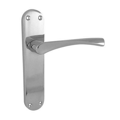 Astrid Door Handles On Backplate Polished Chrome Finish 180mm x 45mm ...