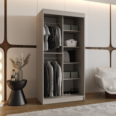 Asved 100cm Cashmere Sliding Wardrobe with Mirror and Rails