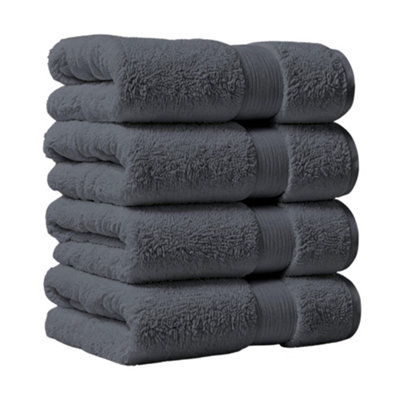 ATEN Homeware Steel Grey Egyptian Cotton Bath Hand Towels - 40x70cm - 4 ...