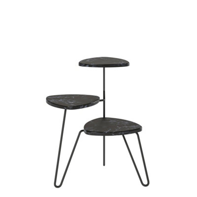 Athena 3 Shelf Plant Stand in Black Marble Look