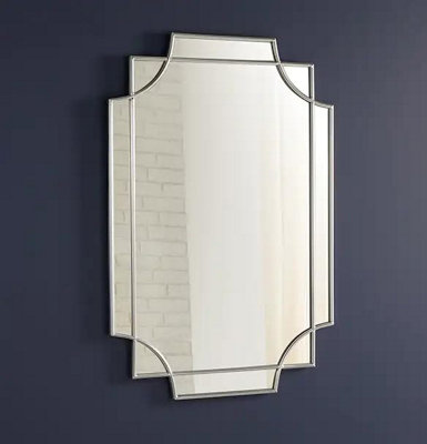 Athena Silver Rectangular Shaped Wall Mirror Of H 115cm x W 78cm