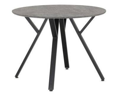 Athens Round Dining Set Grey Velvet Chairs Concrete Effect Black