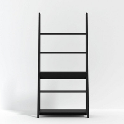 Athy Black Wooden Ladder Desk with 3 Shelves