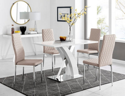 Atlanta White High Gloss and Chrome 4 Seater Dining Table with ...
