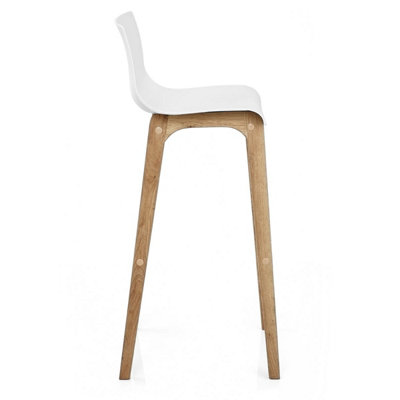 Atlantic Drift Oak & White Bar Stool Wooden legs