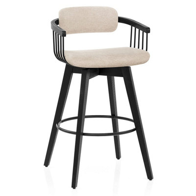 Atlantic Electra Bar Stool Beige Fabric Black Wooden Legs