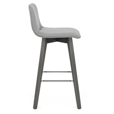 ATLANTIC TIDE GREY FABRIC & GREY WOOD LEGS STOOL