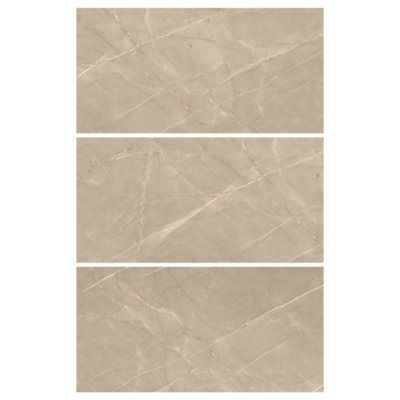 Atlantide Beige Marble Effect Matt Porcelain Indoor Wall & Floor Tiles ...