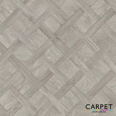 Atlas Mocha Grey Oak Basket Weave Wood Vinyl Flooring 1.5m x 2m