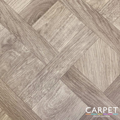 Atlas Mocha Oak Basket Weave Wood Vinyl Flooring 2.5m x 2m