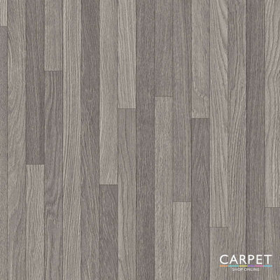 Atlas Narrow Grey Wood Plank Felice Vinyl Flooring 4m x 4m