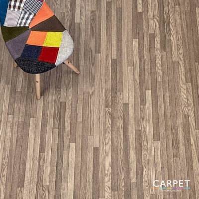 Atlas Narrow Plank Smoke Oak Wood Felice Vinyl Flooring 5.5m x 4m