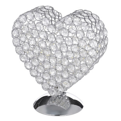 Atrium Heart Shaped Silver Chrome Table lamp with Glass beads Table ...