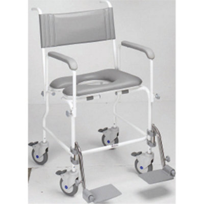 Attendant Propelled Shower Commode Chair with 17 Inch Seat and 4 Braked ...
